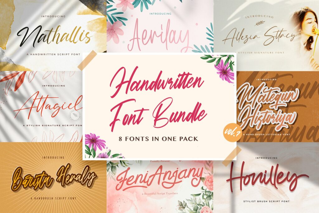 Handwritten Font Bundle Vol 7 – MasterBundles