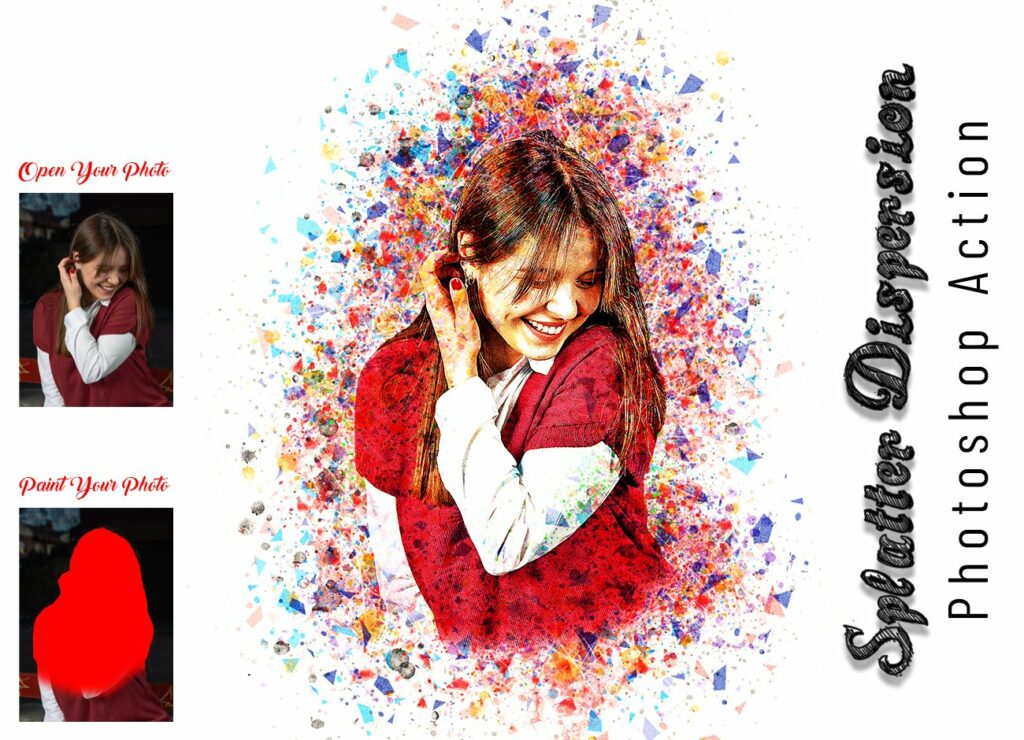 Splatter Dispersion Photoshop Action – MasterBundles