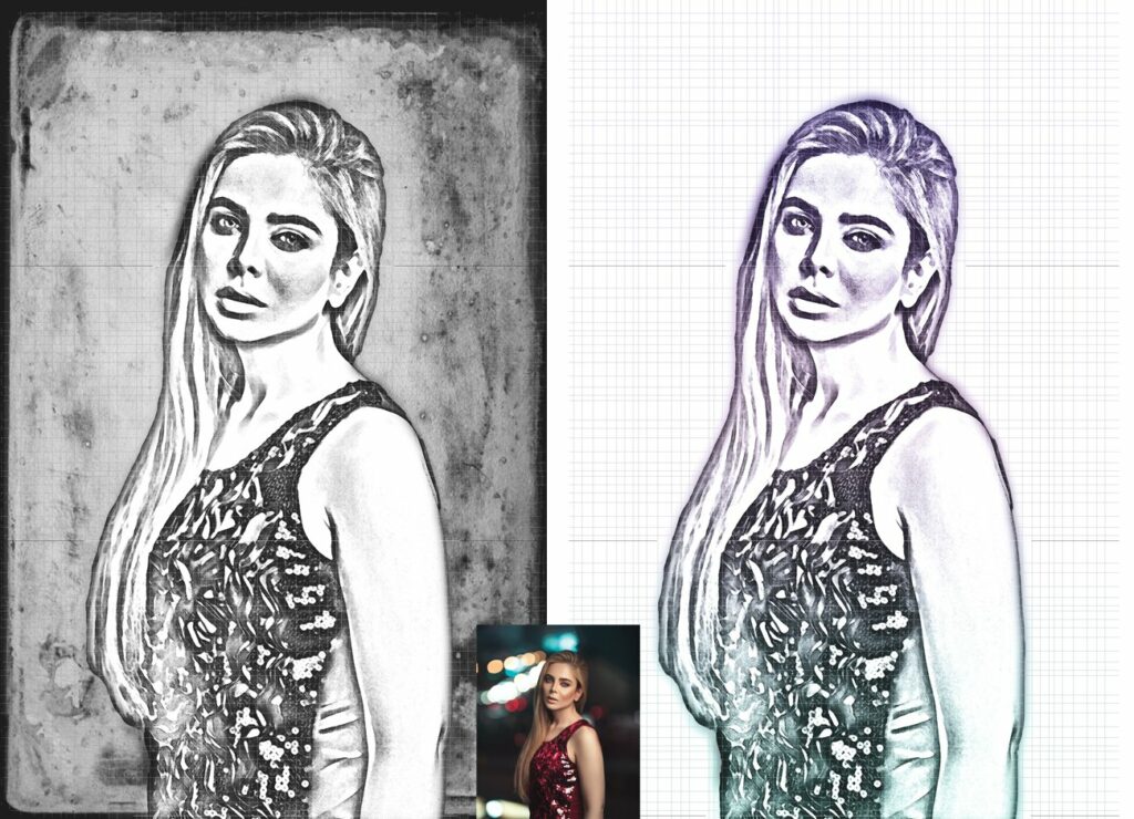 Canvas Sketch Portrait PS Action – MasterBundles