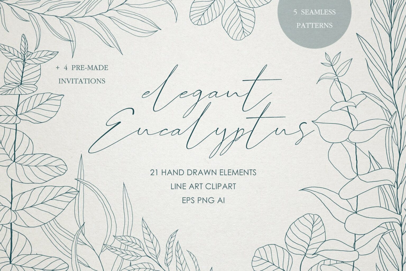 Eucalyptus Leaves Line Art Clipart – MasterBundles