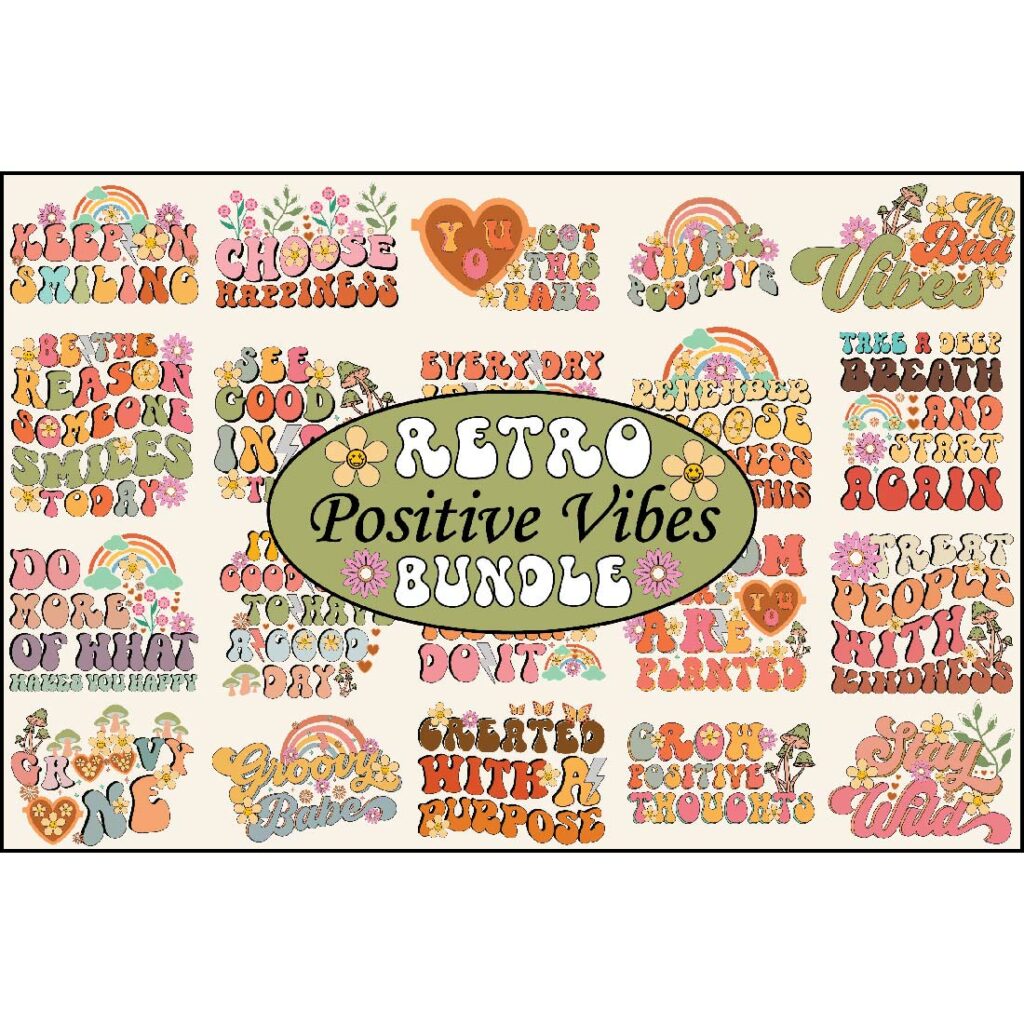 Retro Positive Vibes Bundle - MasterBundles