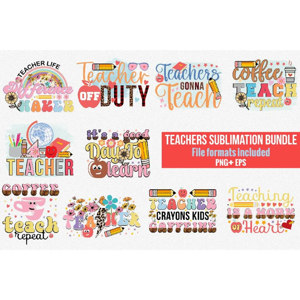 Retro Teacher Sublimation Design Bundle - MasterBundles