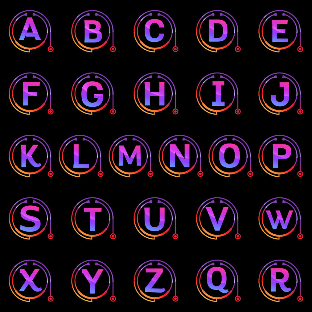 Initial A-Z monogram alphabet with doctor stethoscope. Vector ...