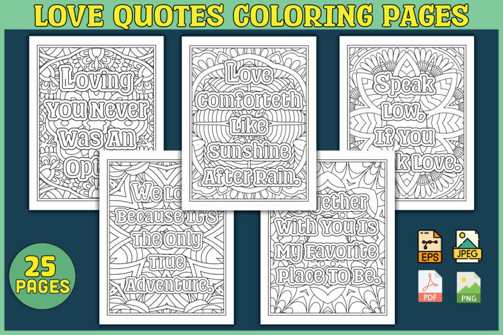 1000 Quotes Coloring Pages Bundle - MasterBundles