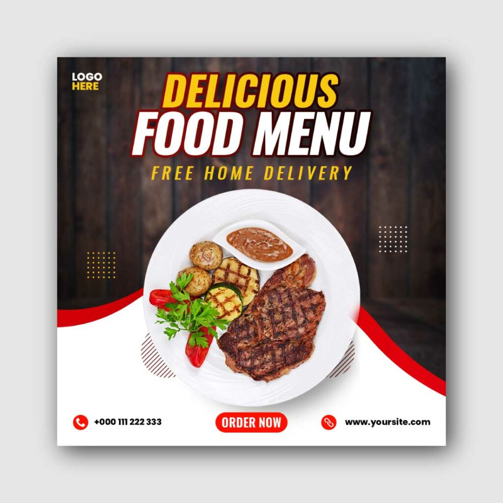 Food Menu Social Media Instagram Post Template - MasterBundles