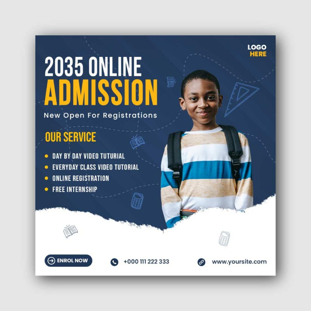 Online school admission Social Media Instagram Post Template ...