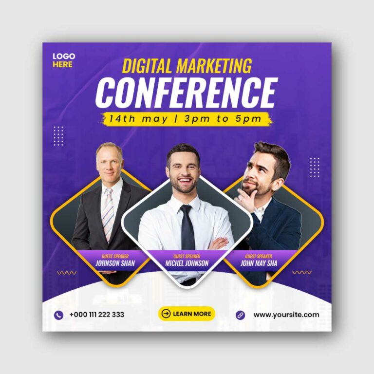 Conference Social Media Instagram Post Template - MasterBundles