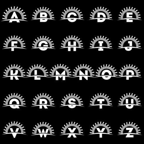 Initial A-Z monogram alphabet with the abstract sun and swoosh ...
