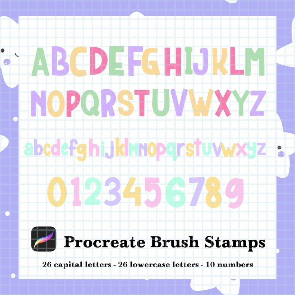26 Uppercase & Lowercase Letters & Number 0-9 Brush Stamps - MasterBundles