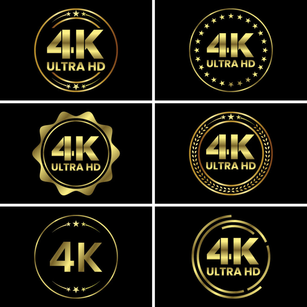 Golden 4K Ultra HD Video Resolution Icon Logo, High Definition TV, Game ...
