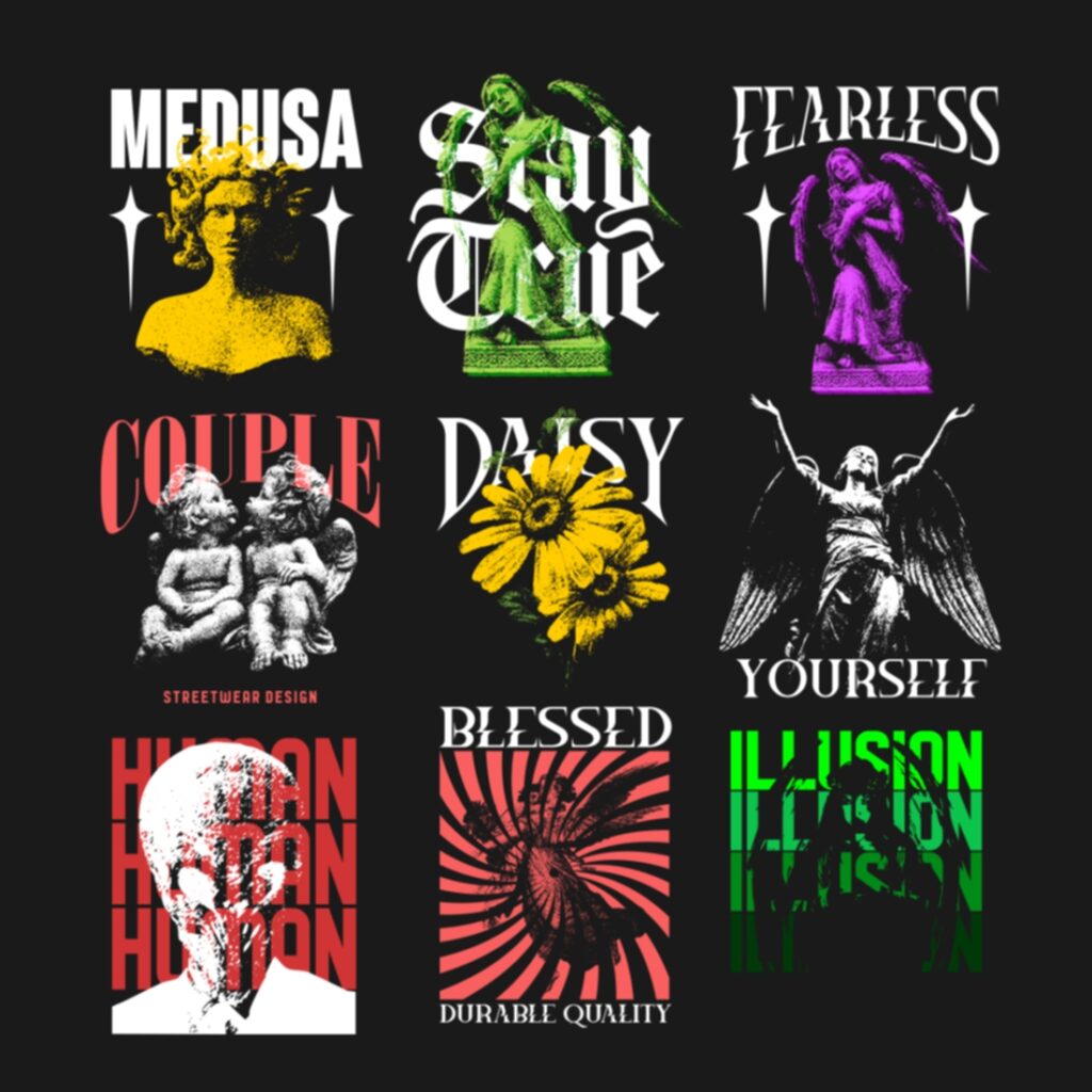 streetwear t-shirt designs bundle vector, urban street style graphic ...