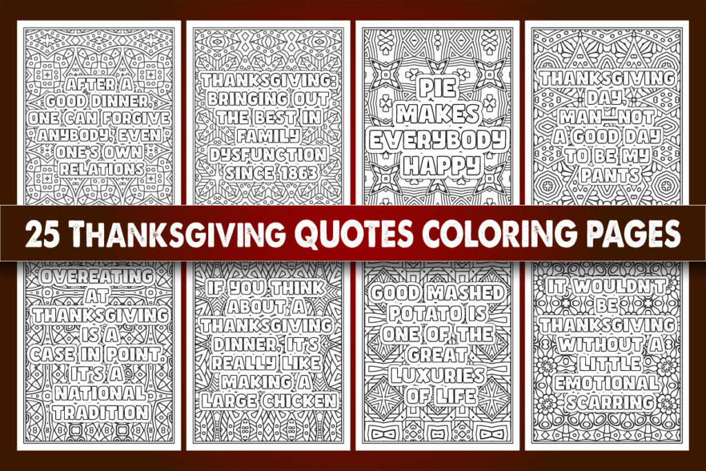 Thanks giving Quotes Coloring Page - MasterBundles