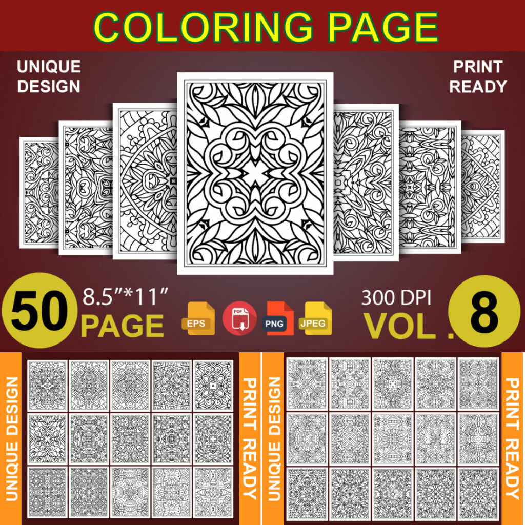 50 Adult Coloring Book Page KDP Design - MasterBundles