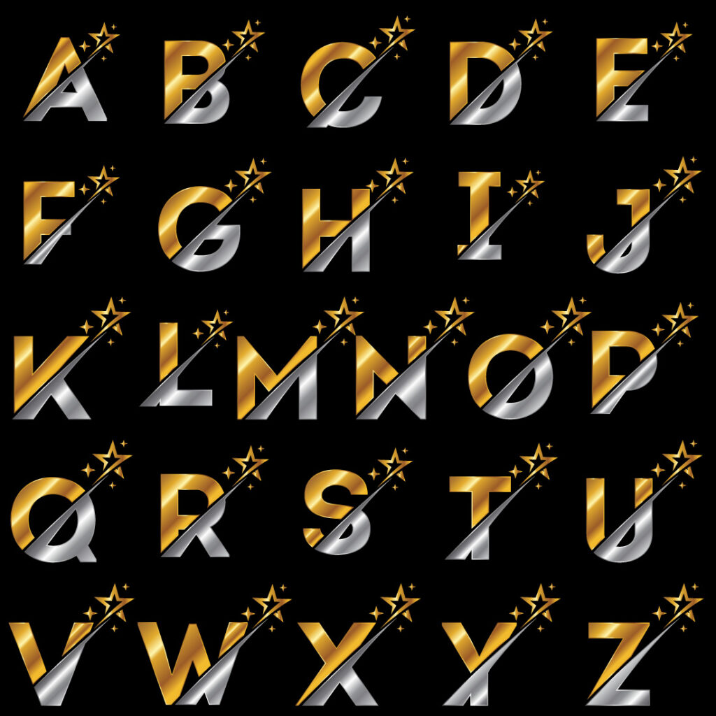 Initial A-Z monogram letter alphabet with a swoosh and star logo icon ...