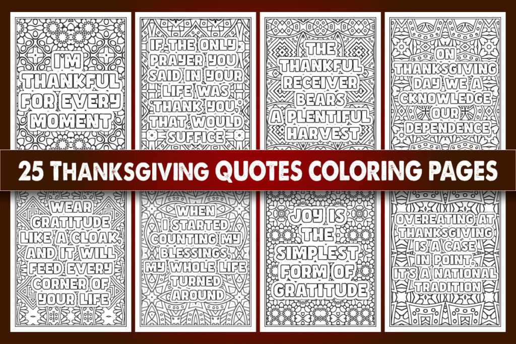 Thanks giving Quotes Coloring Page - MasterBundles