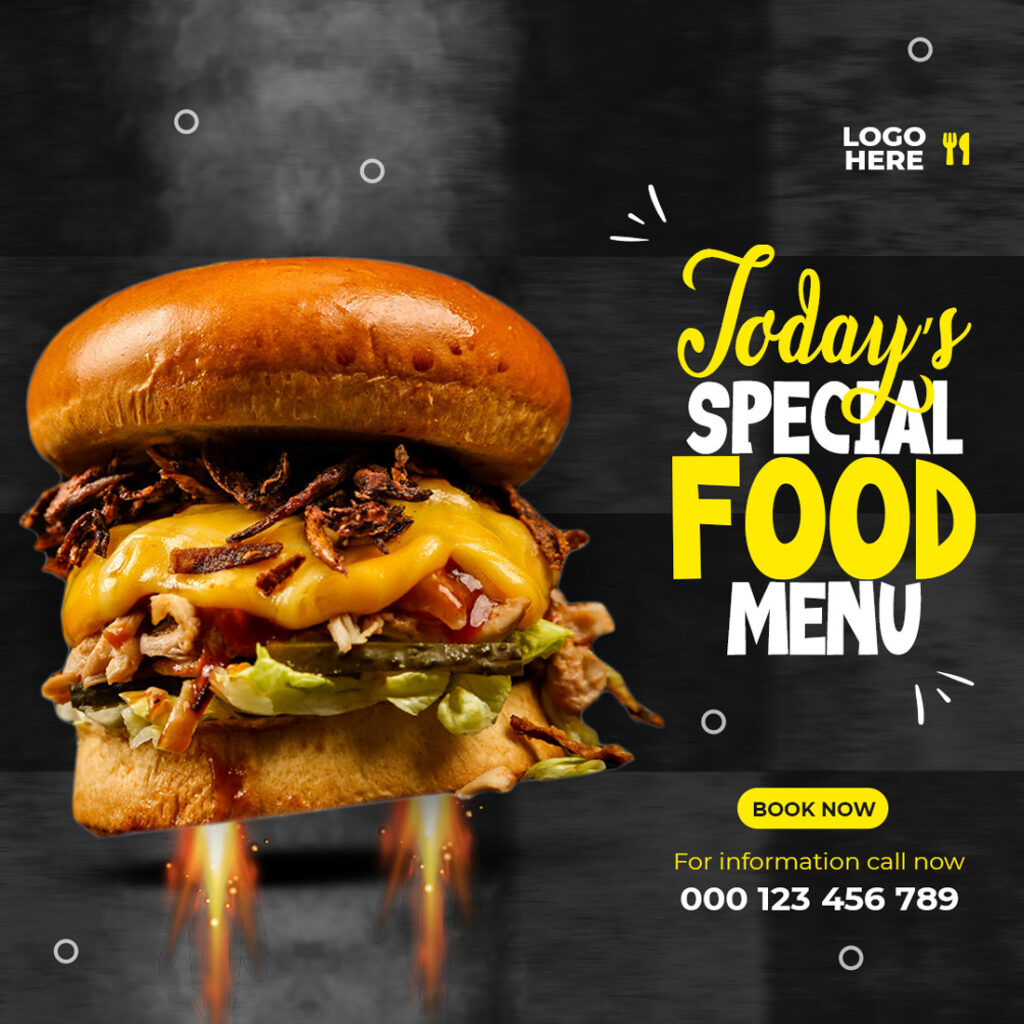 3+ Trendy Food and restaurant social media post -only $2