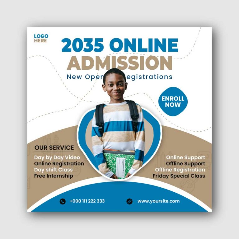 School admission Social Media Post Template - MasterBundles
