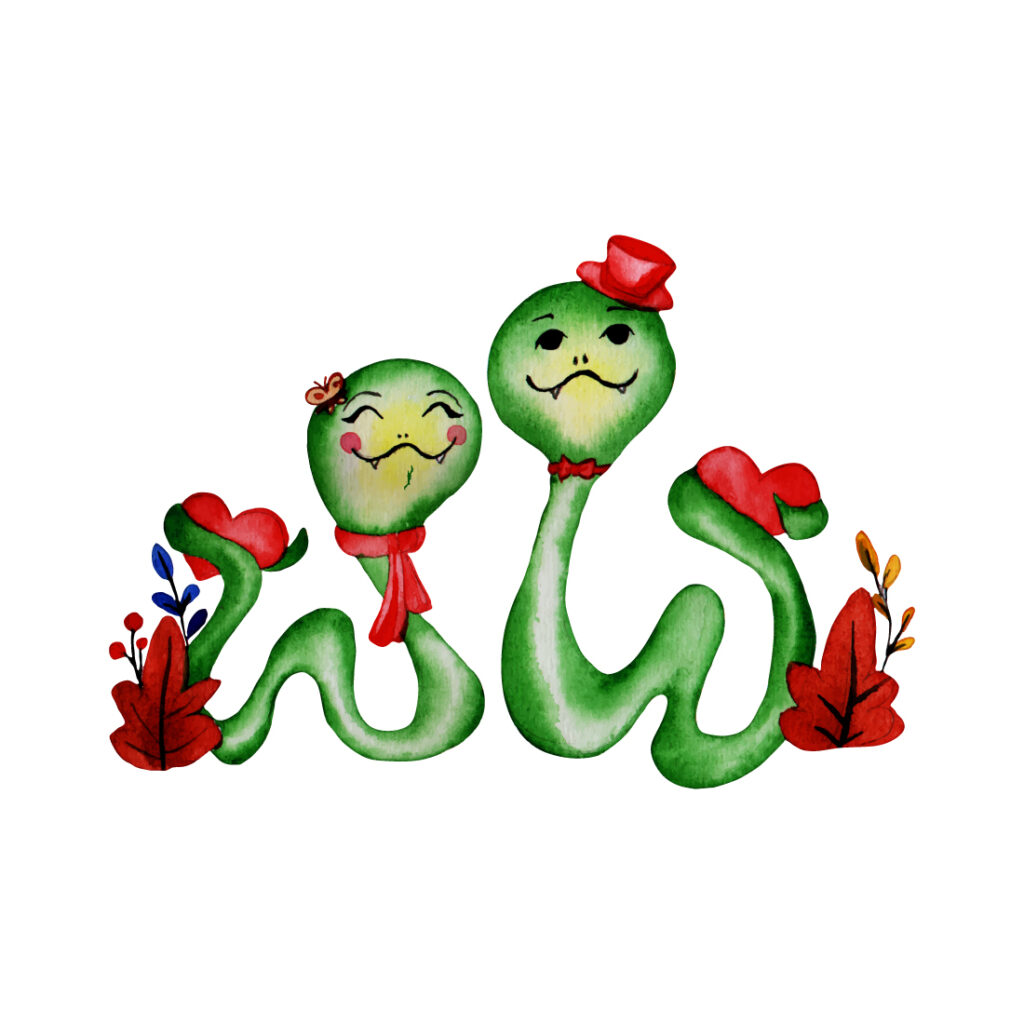Cute Snake couple watercolour clipart set - MasterBundles