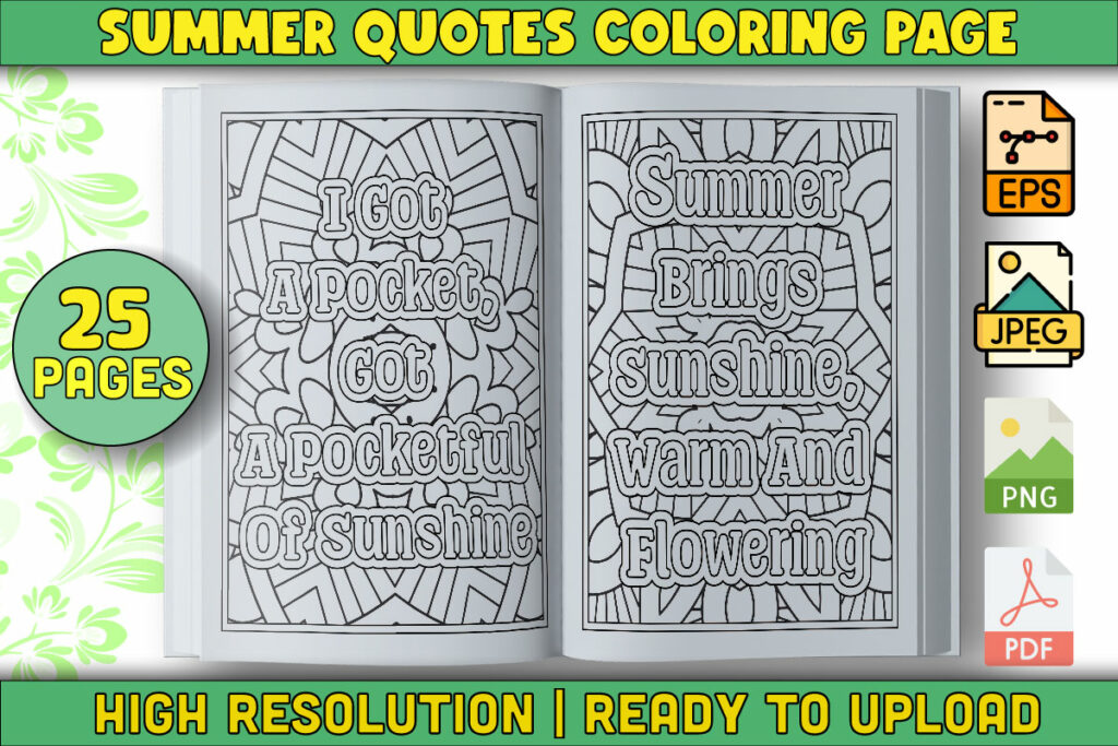 Summer Quotes Coloring Pages - MasterBundles