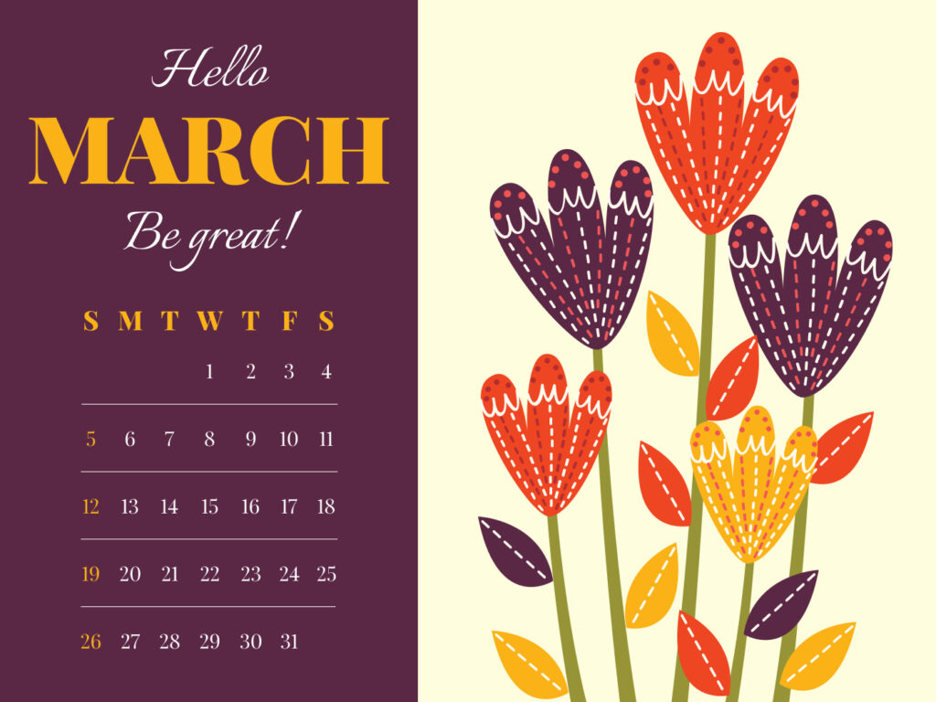 Hello March! Free Calendar - MasterBundles