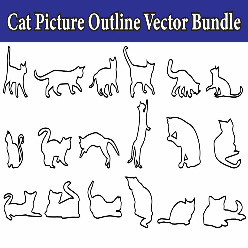 Cat Picture Outline Vector Bundle - MasterBundles
