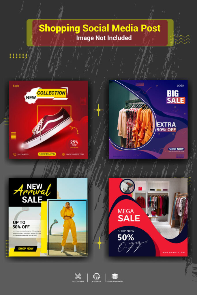 Shopping Fashion Sale Social Media Post Template Design - MasterBundles