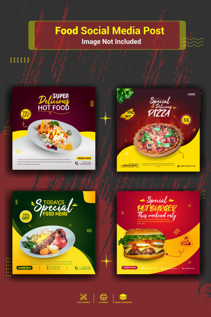 Food social media Post promotion and Ads banner template design ...