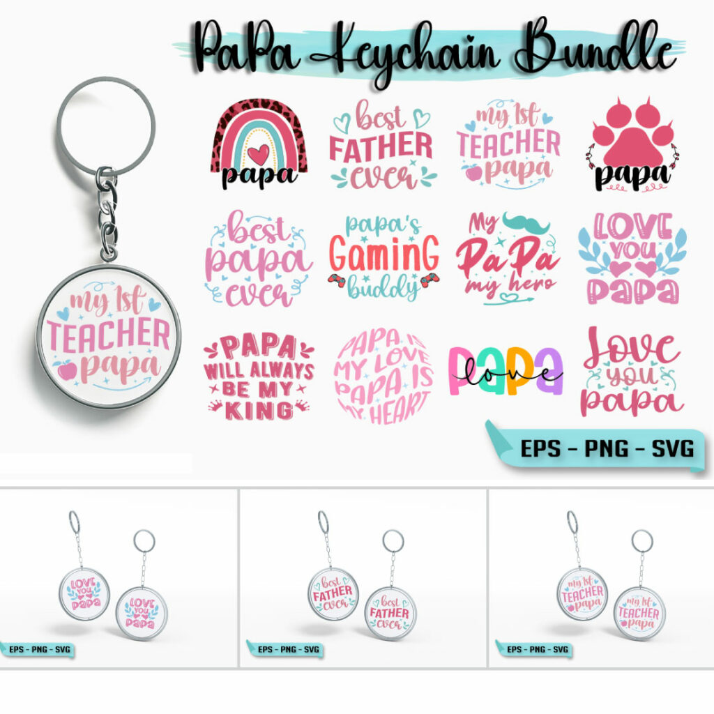Papa Keychain Bundle/Fathers Day Design - MasterBundles