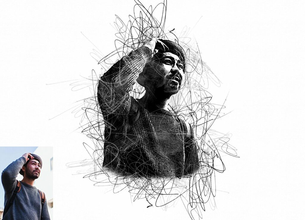 Pure Scribble Art Photoshop Action – MasterBundles