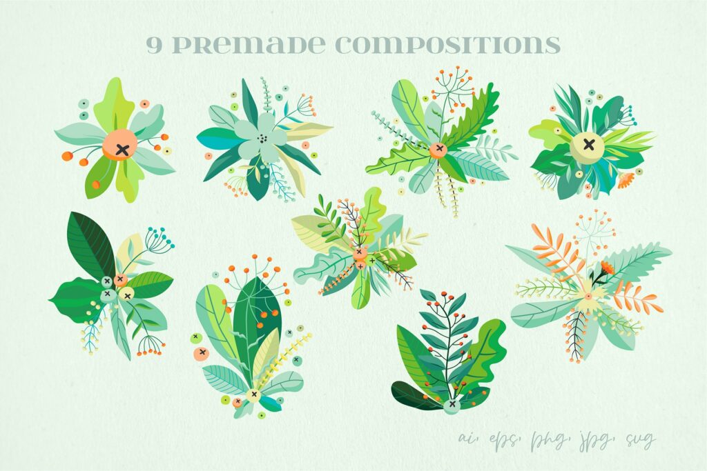 Forest Twilight Patterns, elements – MasterBundles