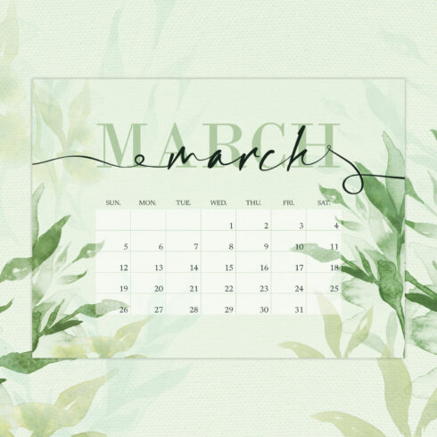 Free Patrick's March Calendar - MasterBundles