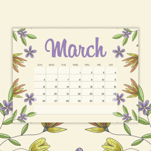 Free Blossom March Calendar - MasterBundles