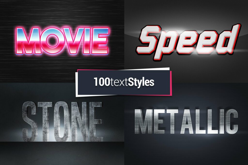 100 Text Styles PSD Effects Bundle – MasterBundles
