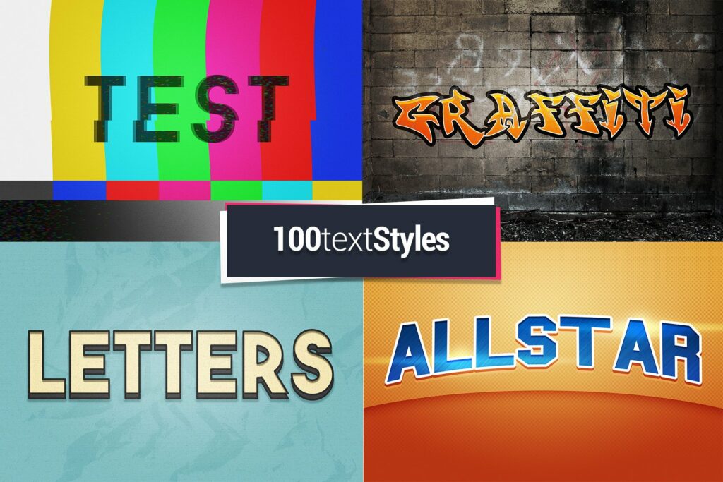 100 Text Styles PSD Effects Bundle – MasterBundles