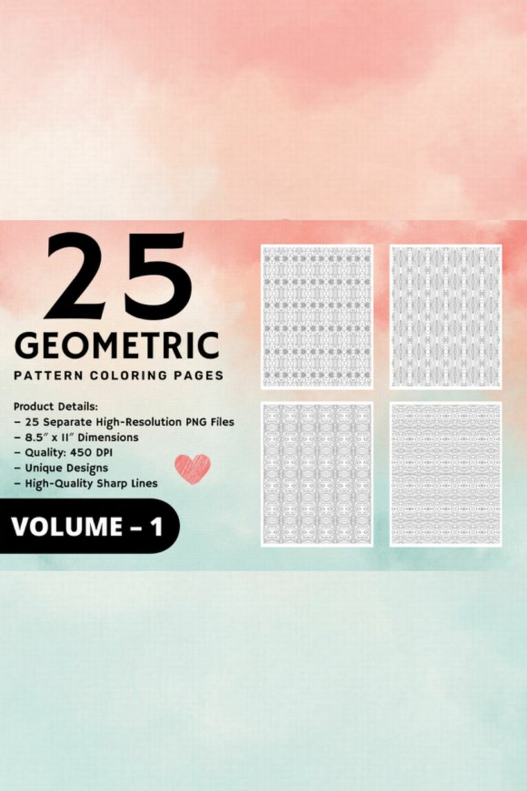 KDP Geometric pattern coloring pages Volume – 1 - MasterBundles