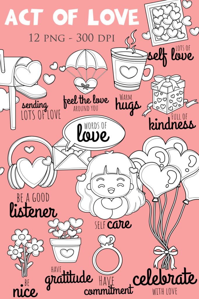 Valentine Act of Love Letter Scrapbook Digital Stamp - MasterBundles