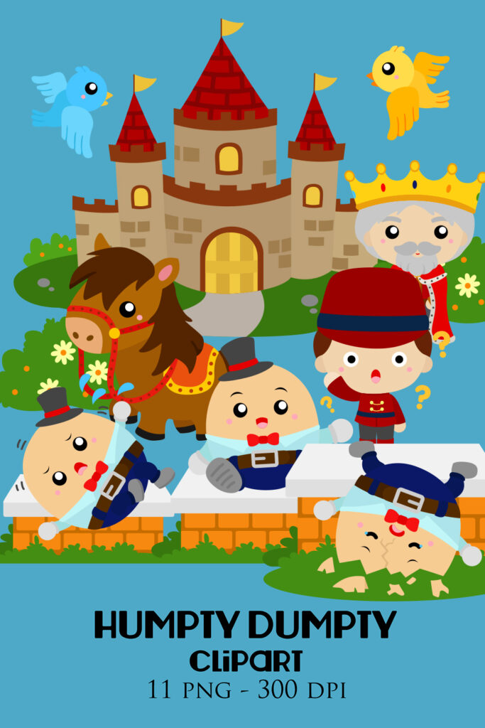 Humpty Dumpty Classic Story Rhymes Vector Clipart Illustrations ...