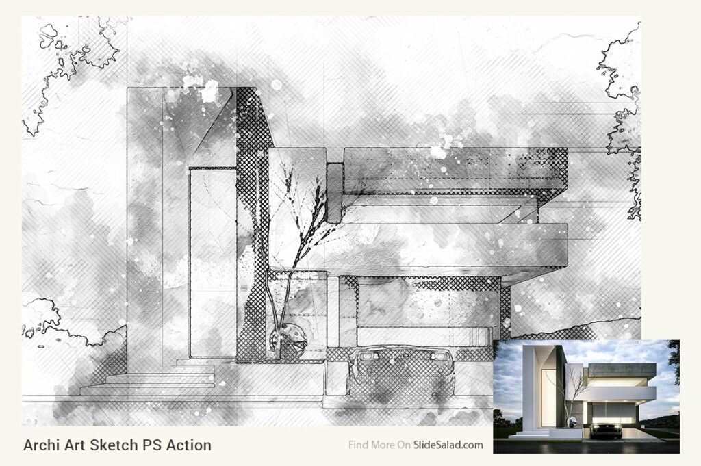 Archi Art Sketch Photoshop Action V2 – MasterBundles