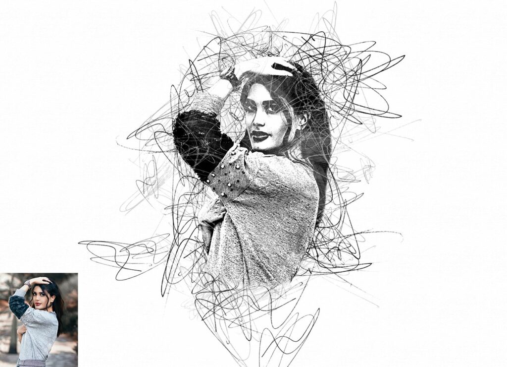 Pure Scribble Art Photoshop Action – MasterBundles