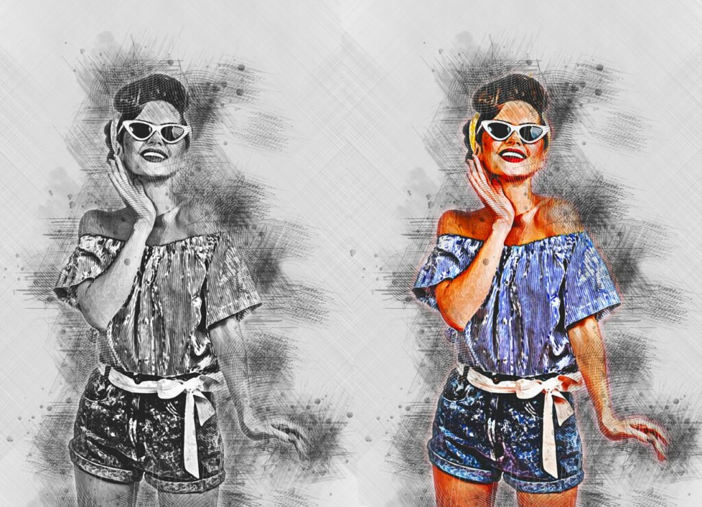 Pencil Canvas Sketch PS Action – MasterBundles