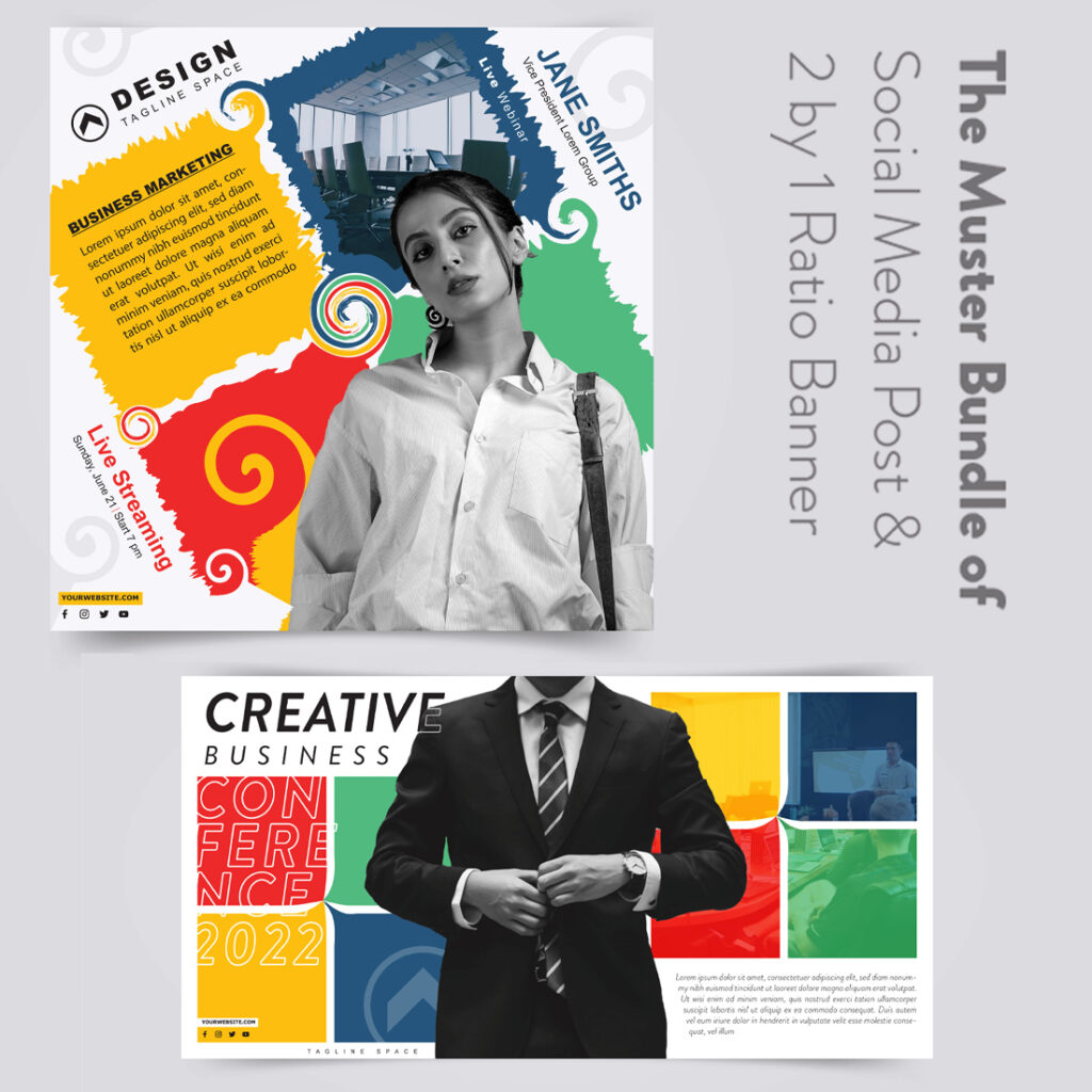 The Master Bundles of Social Media Post & 2 by 1 Size Print Ready Banner - MasterBundles