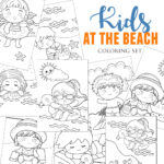Summer Kids at the Beach Holiday Coloring Pages Activity For Kids And ...
