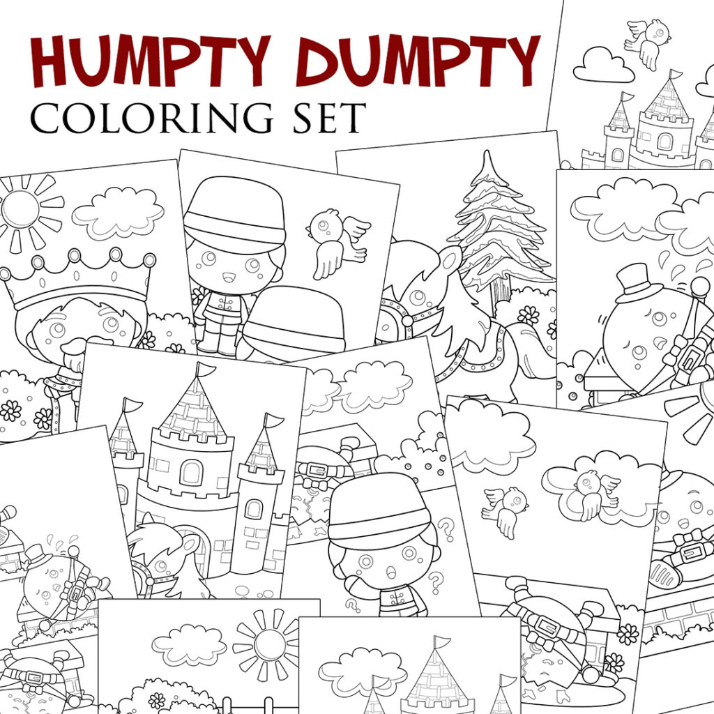 Humpty Dumpty Classic Song Rhymes Story Coloring Pages Activity For ...