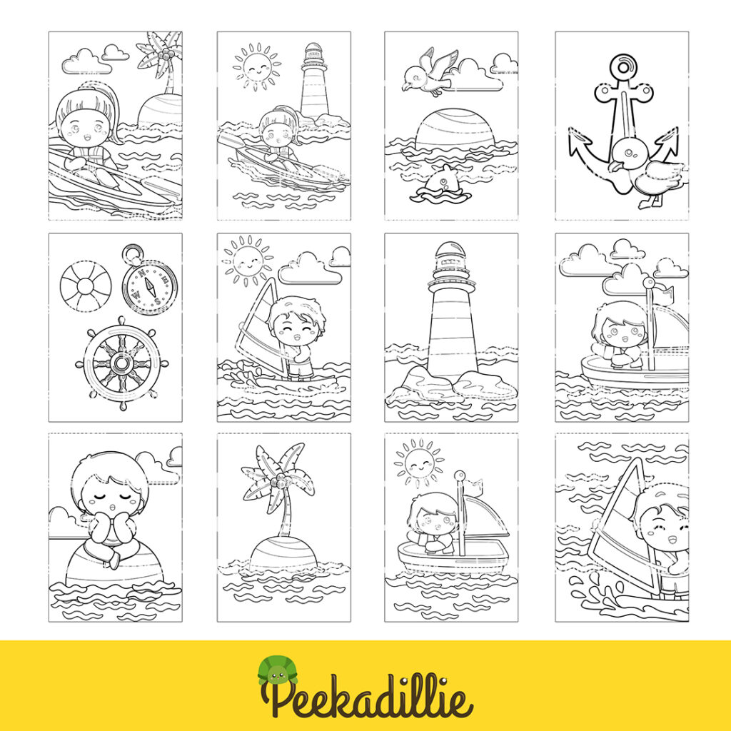 Sailing Nautical Sea Coloring Pages Activity For Kids And Adult ...