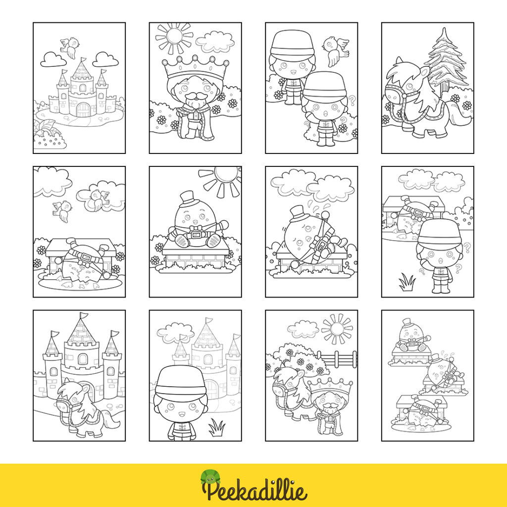 Humpty Dumpty Classic Song Rhymes Story Coloring Pages Activity For ...