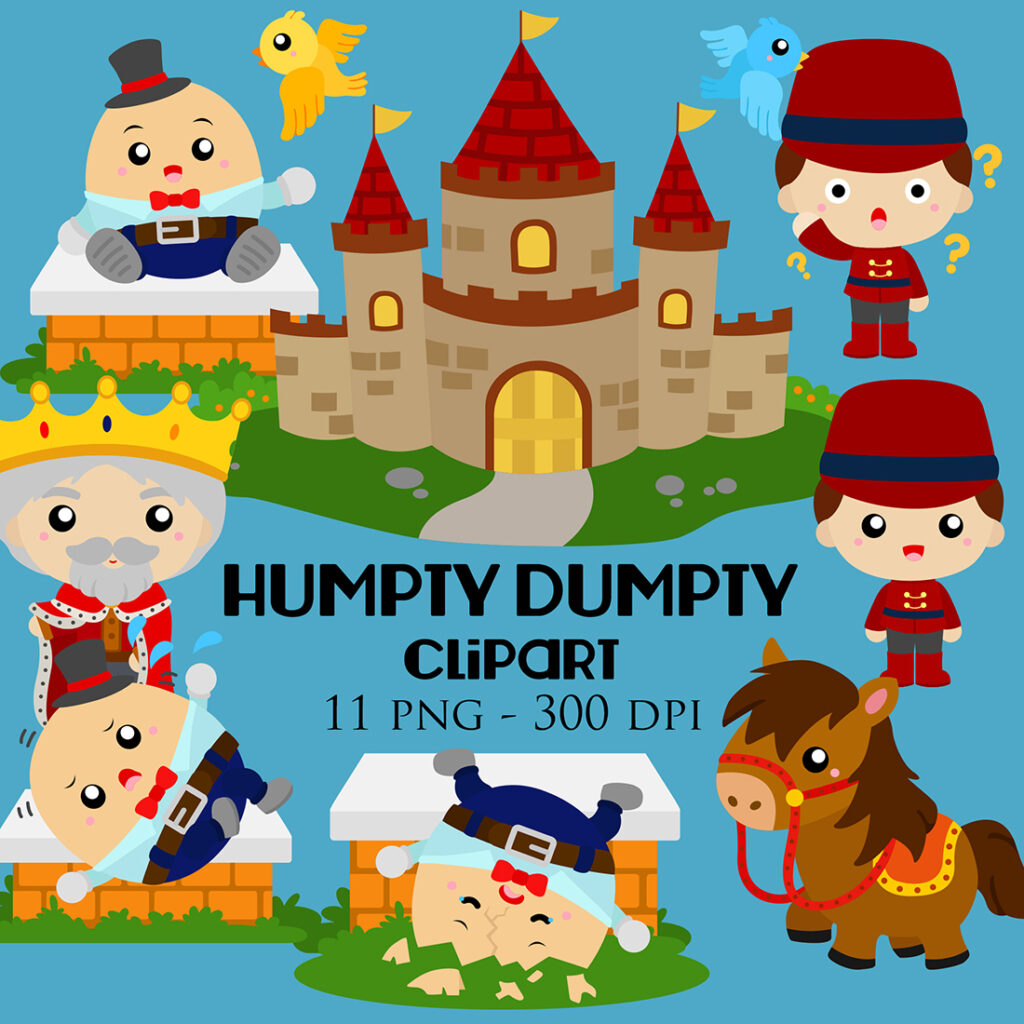 Humpty Dumpty Classic Story Rhymes Vector Clipart Illustrations ...