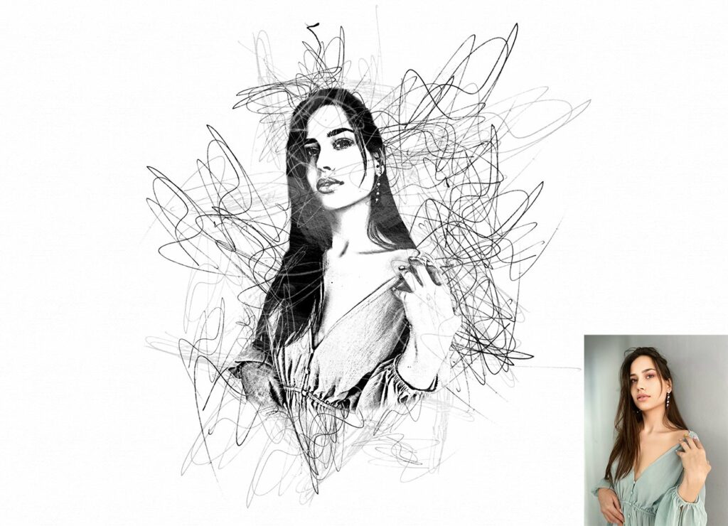 Pure Scribble Art Photoshop Action – MasterBundles