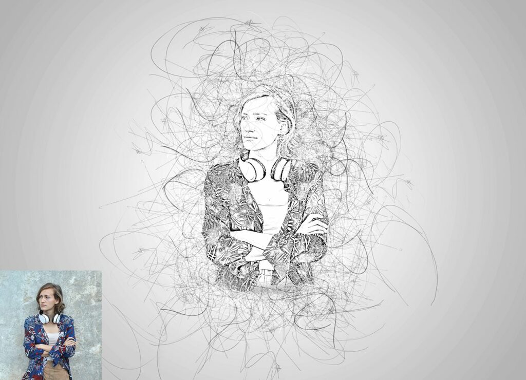 Scribble Drawing Photoshop Action – MasterBundles