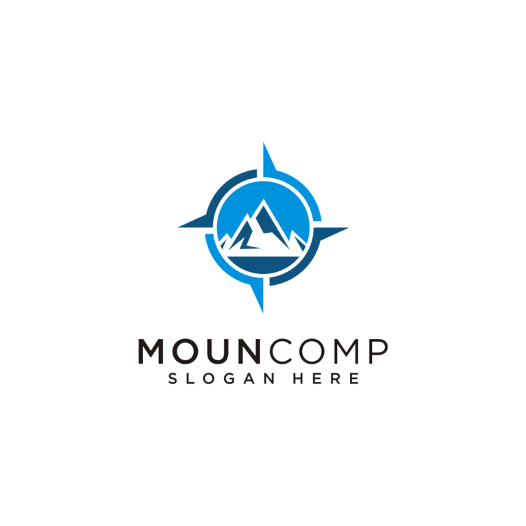 compass and mountain logo vector design - MasterBundles