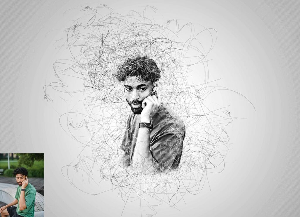 Scribble Drawing Photoshop Action – MasterBundles